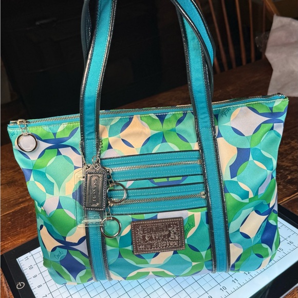 Coach | Bags | Coach Colorful Poppy Geometric Tote Bag | Poshmark